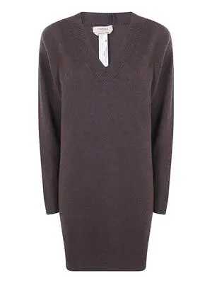 TWINSET V-neck Oversized Wool Sweater - Brown