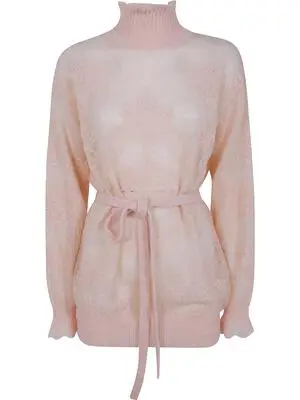 TWINSET Belted Lace Sweater - Pink