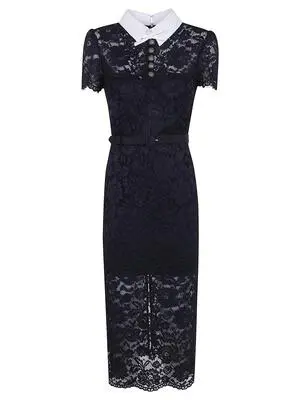 SELF-PORTRAIT Dress Contrast Collar " Lace - Black