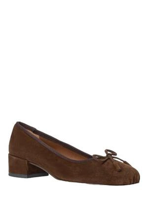 Aquatalia Aquatalia Water-Resistant Suede Block Heel Pumps Ash Brown Suede