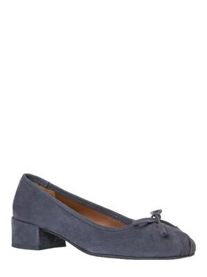 Aquatalia Aquatalia Water-Resistant Suede Block Heel Pumps Ash Navy Suede