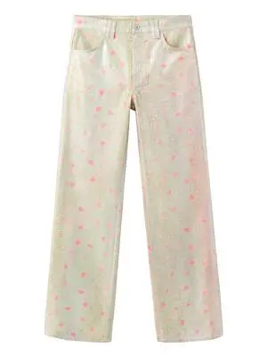 Mango Print Foil Straight Leg Jeans - Silver