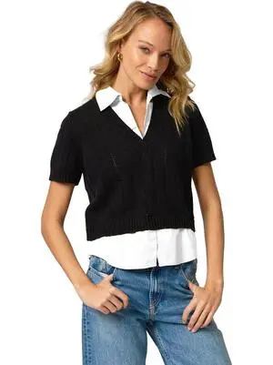 Central Park West Paulie Short Sleeve Twofor - Black/white