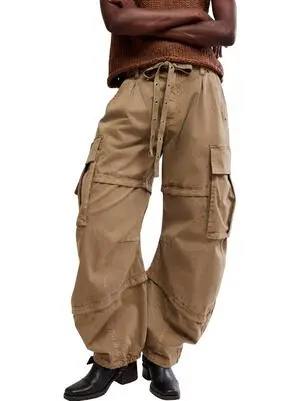 Free People Reef Curved Cargo Twill Pants - Aloe