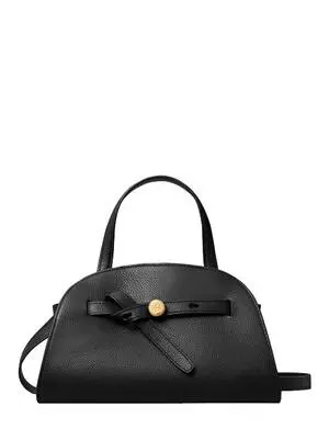 Tory Burch Romy Small Bauletto Leather Handbag Black