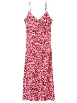 Mango Printed V-neck Slipdress Red/ecru