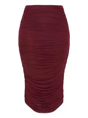 City Chic Anastasia Ruched Midi Skirt Choc Cherry
