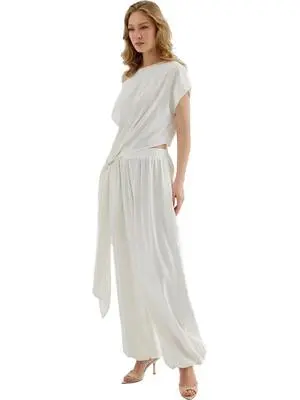 MONLICIA Velora Draped Viscose Balloon Pants - Ecru