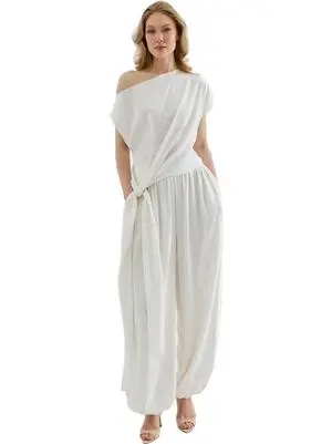 MONLICIA Velora Draped Viscose Balloon Pants - Ecru