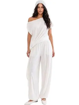 MONLICIA Velora Draped Viscose Balloon Pants - Ecru