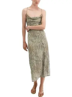 Mango Animal Print Midi Dress - Light/pastel Grey