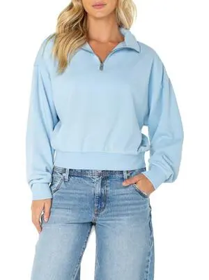 Roxy Cotton Blend Quarter Zip Pullover - Cerulean