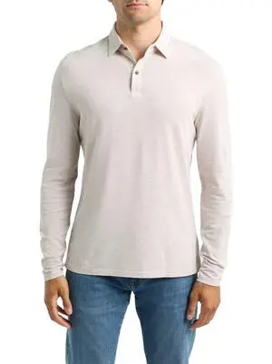 Johnnie-o Long Sleeve Slub Pique Polo - Light Khaki