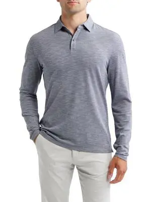 Johnnie-o Long Sleeve Slub Pique Polo - Navy