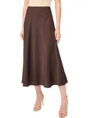 CECE DUPRAZ Bias Cut Satin Midi Skirt - Coffee Bean
