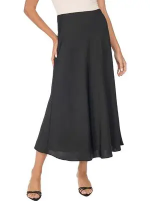 CECE DUPRAZ Bias Cut Satin Midi Skirt - Rich Black