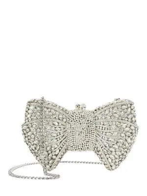 Dune London Enchant Crystal Bow Clutch - Silver