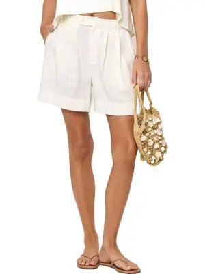 L*Space Billie Linen Blend Shorts - Cream