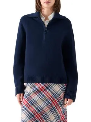 Akris Chunky Knit Polo Sweater - Navy
