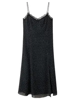 MANGO Polka-dotted Dress With Lace Detail