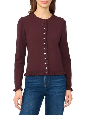 CECE DUPRAZ Ruffle Trim Cardigan - Dark Cocoa