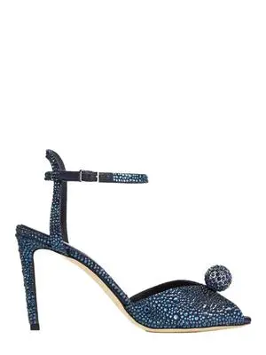 JIMMY CHOO Sacora 85 Embellished Stiletto Sandals - Blue