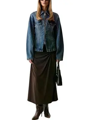 GESTUZ Zip-up Denim Jacket - Blue
