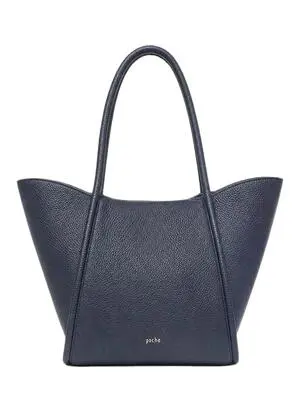 POCHE PARIS Grained Leather Tote Bag - Blue