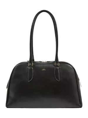 A.p.c. Logo-print Leather Shoulder Bag - Black