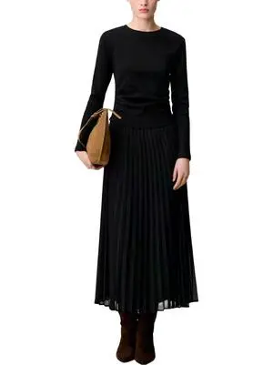 Claudie Pierlot Bi-material T-shirt Midi Dress - Black