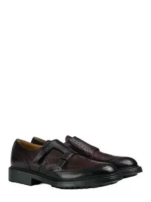 DOUCAL'S Burgundy Leather Double Monk Strap Brogues - Brown