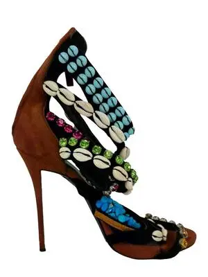 GIUSEPPE ZANOTTI Embellished Stiletto Sandals - Brown