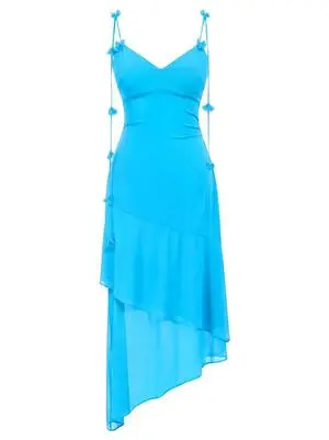 Guess Stefani Ruffled Asymmetric-hem Dress - Blue