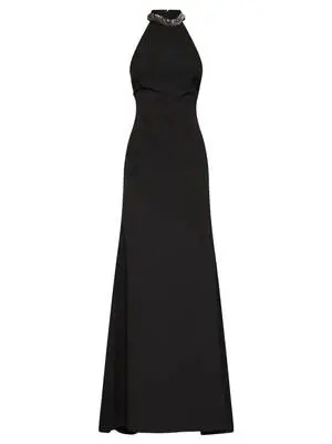ALINA Embellished Open-back Maxi Dress Snake Embroidered - Black