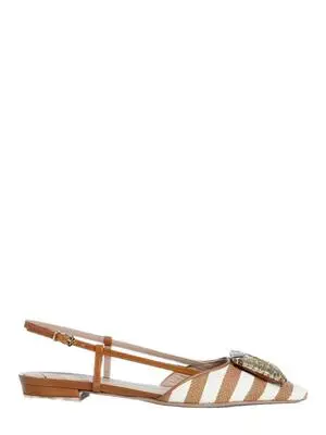 Roberto Festa Mimma Crystal-embellished Striped Flat Pumps - White