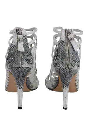 STUART WEITZMAN Stuart Weitzman Python-Embossed Strappy Stiletto Sandals