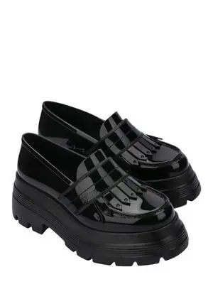 Melissa Royal Plus Loafers With Fringed Edge And Lug Sole - Black