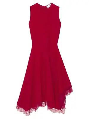 Alexander McQueen Lace Trim A-line Dress - Red