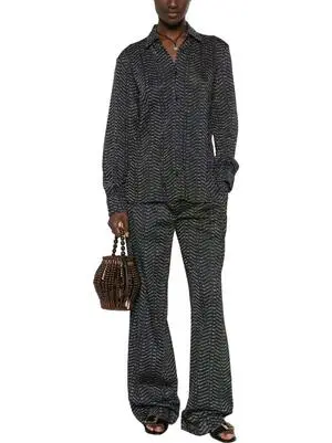 Missoni Missoni Zigzag Knit Palazzo Pants Blue