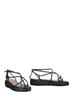 Red Valentino Braided Sole Cage Strap Sandals - Black