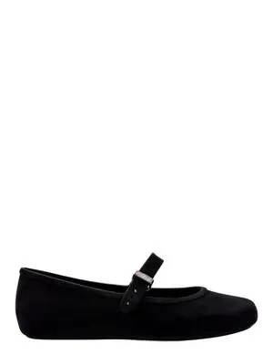 Melissa Soft Velvet-effect Buckle-fastening Ballet Flats - Black