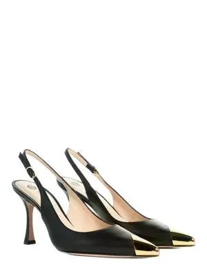 Roberto Festa Lavinia Pointed Toe Slingback Pumps With Metal Cap Toe - Black