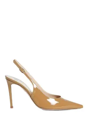 Roberto Festa Patent Leather Slingback Stiletto Pumps - Neutrals