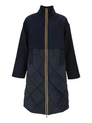 K-WAY K-Way Quilted Wool-Blend Parka Coat Blue