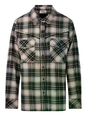 P.a.r.o.s.h Stud-embellished Checked Shirt - Green