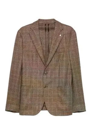LUIGI BIANCHI MANTOVA Prince Of Wales Check Blazer - Brown
