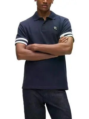 Karl Lagerfeld Ikon Striped-sleeve Polo Shirt - Blue