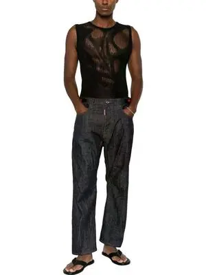 Dsquared2 Dark Wash Logo Patch Jeans - Blue
