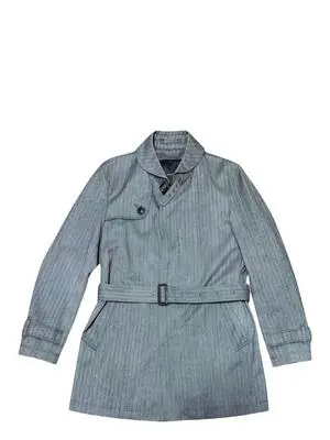 Herno Belted Herringbone Pattern Coat - Grey