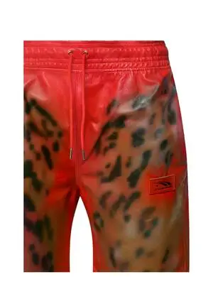 LA MASKARADE Animal-print Leather Track Pants - Red